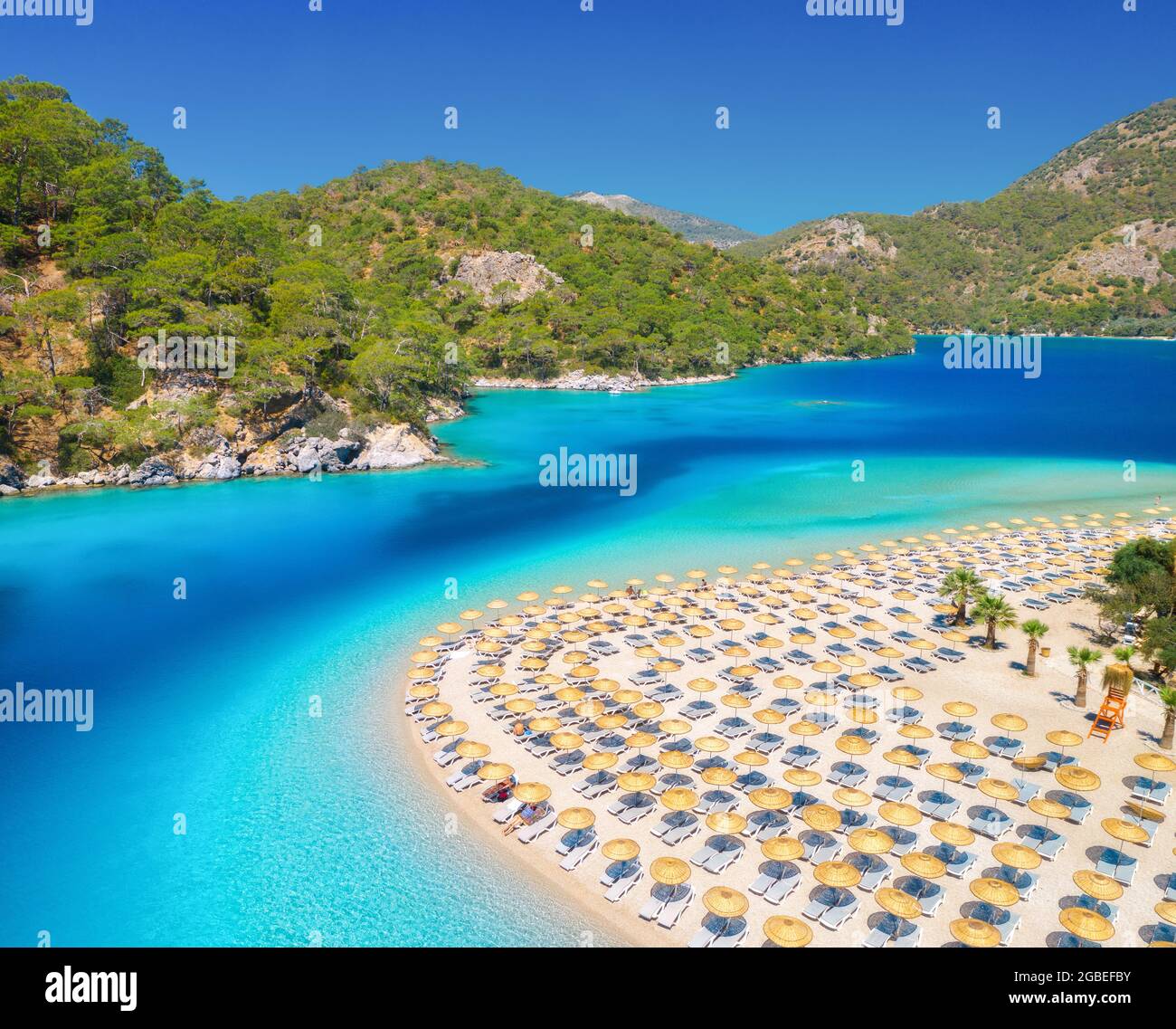 Aerial view of sea bay and sandy beach in summer Stock Photo - Alamy