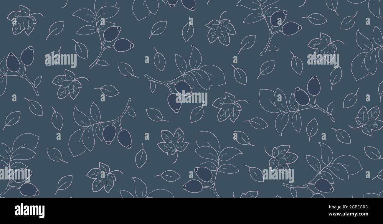 Blue background with many autumn foliage - Vector illustration Stock ...