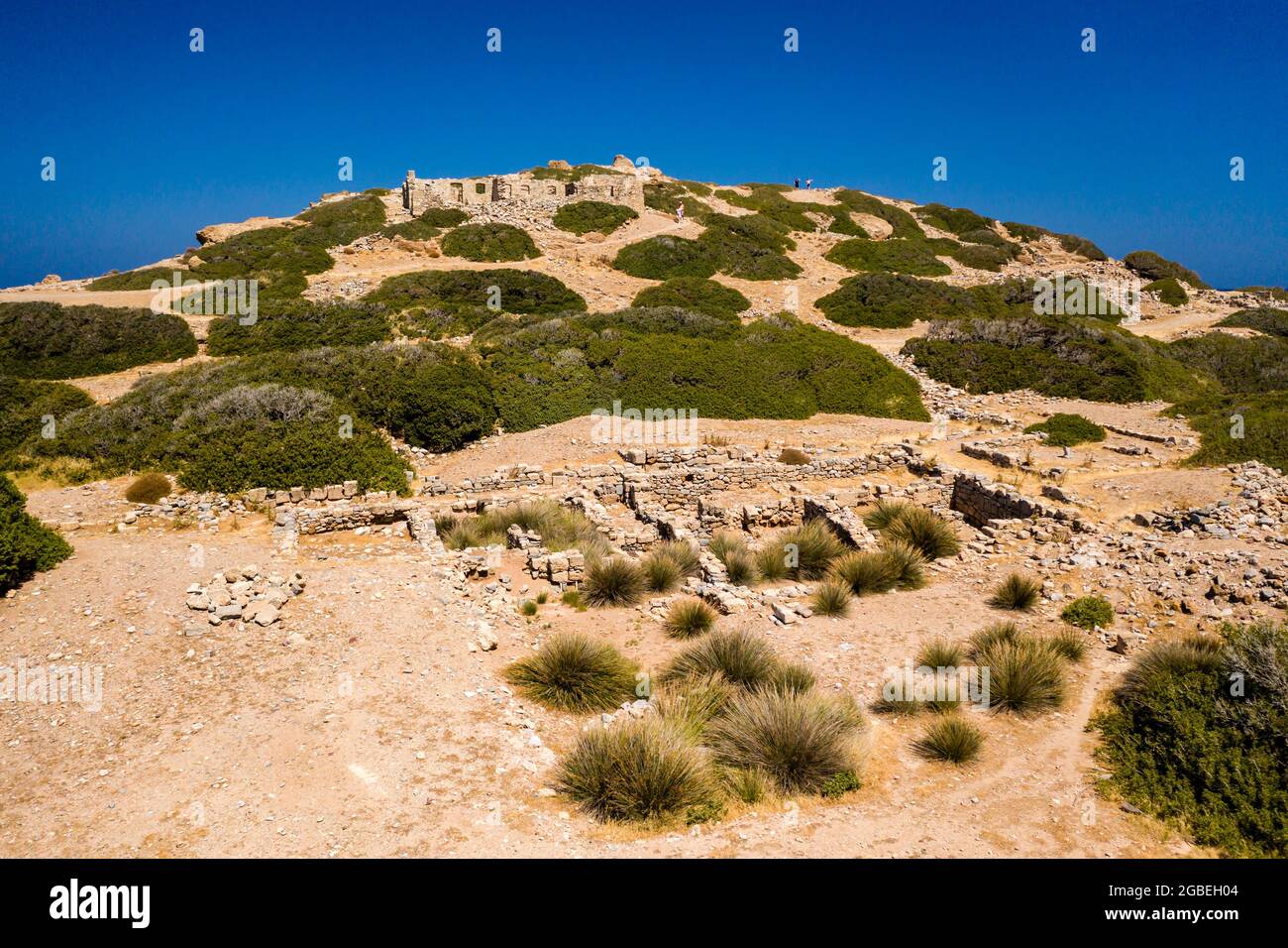 Aerial view of the ruins of the ancient Doric city of Itanos on the ...