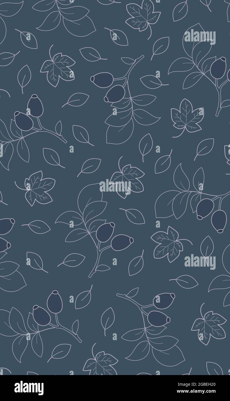Blue background with many autumn foliage - Vector illustration Stock ...