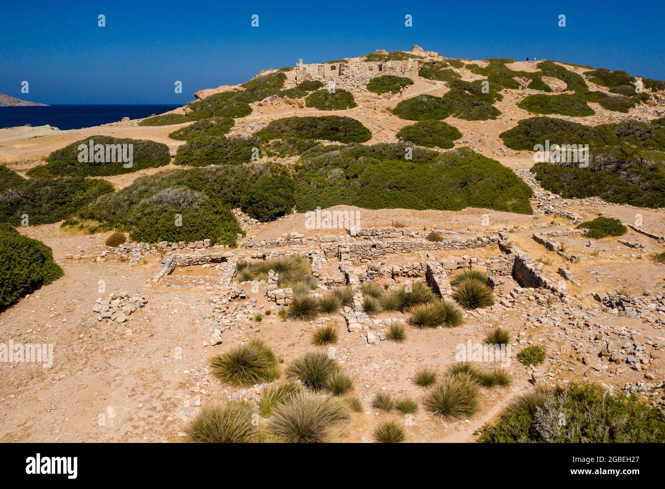 Aerial view of the ruins of the ancient Doric city of Itanos on the ...