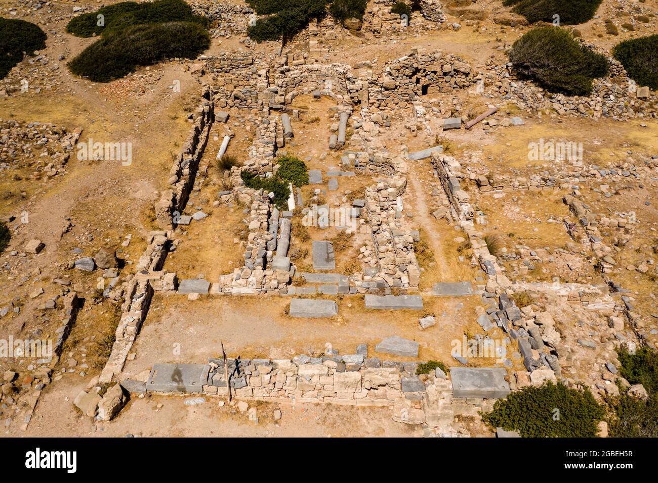 Aerial view of the ruins of the ancient Doric city of Itanos on the ...