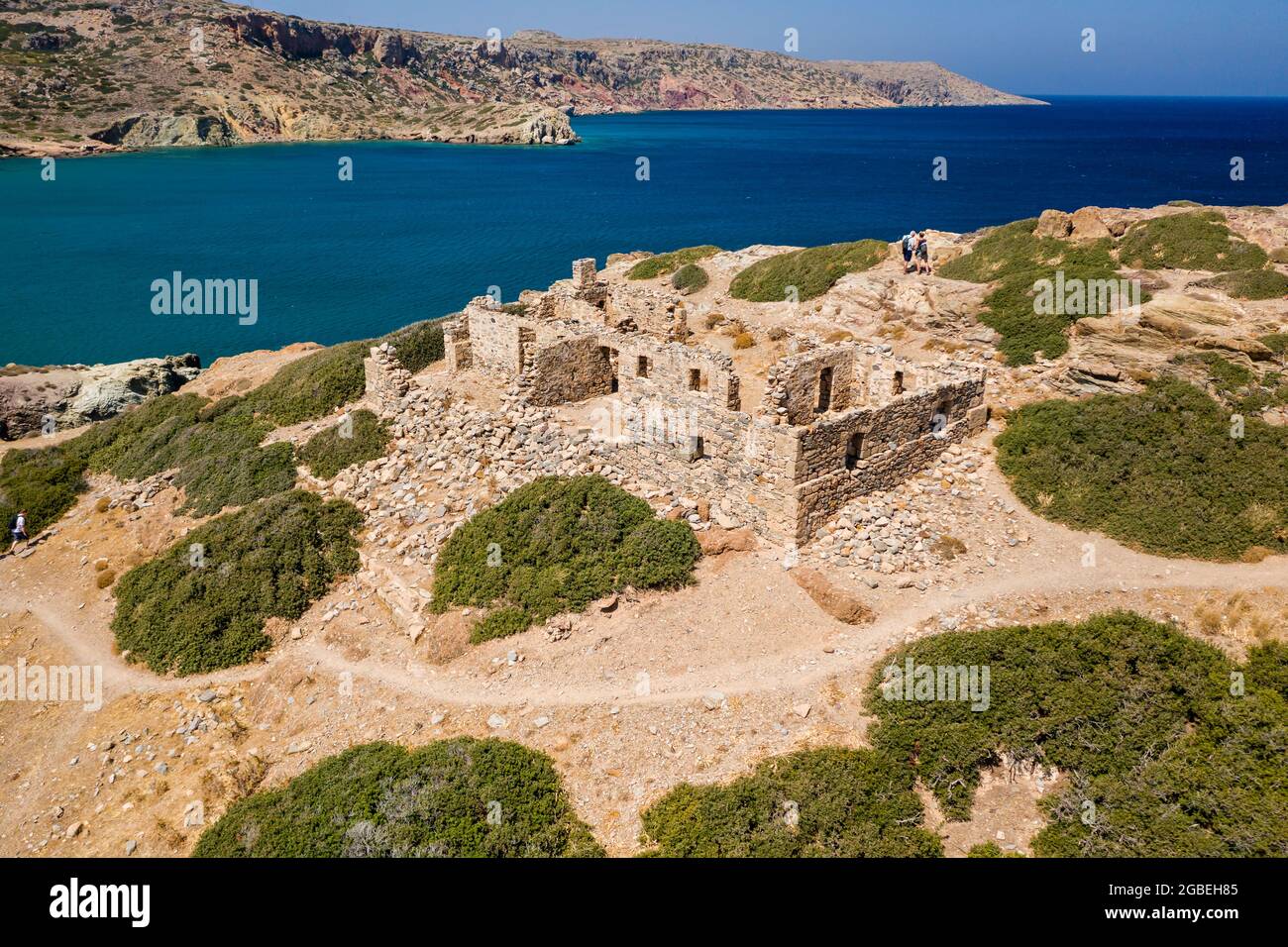Aerial view of the ruins of the ancient Doric city of Itanos on the ...