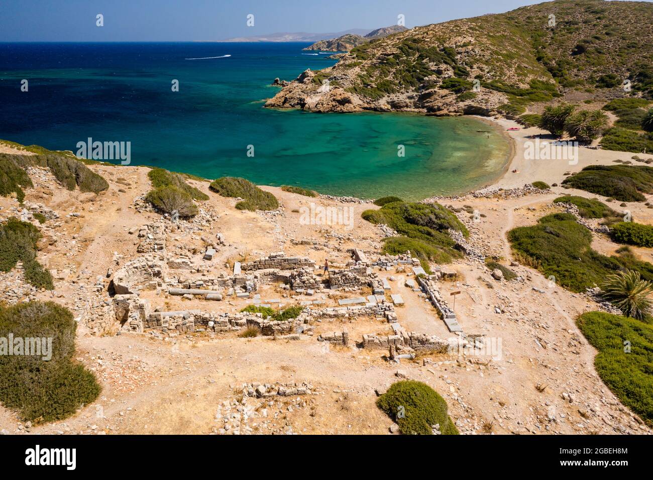 Aerial view of the ruins of the ancient Doric city of Itanos on the ...