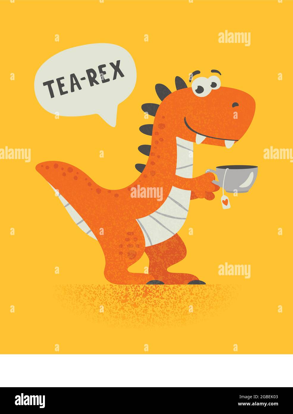 Vector Cute and Funny Cartoon Hand Drawn Dinosaur Drinking Hot Tea ...