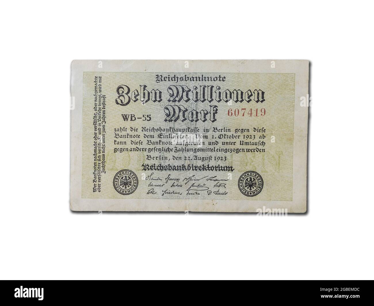 Weimar republic banknote, ten million marks Stock Photo - Alamy