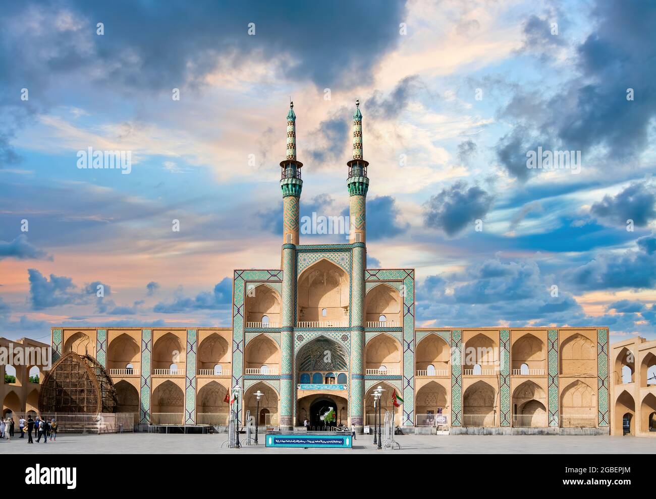 Yazd, Iran - May 2019: Local people and tourists around the gate and ...