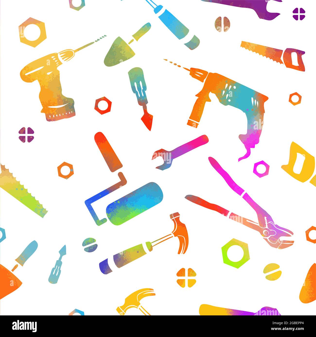 Doodle style mechanic, carpenter or handyman tool background - seamless ...