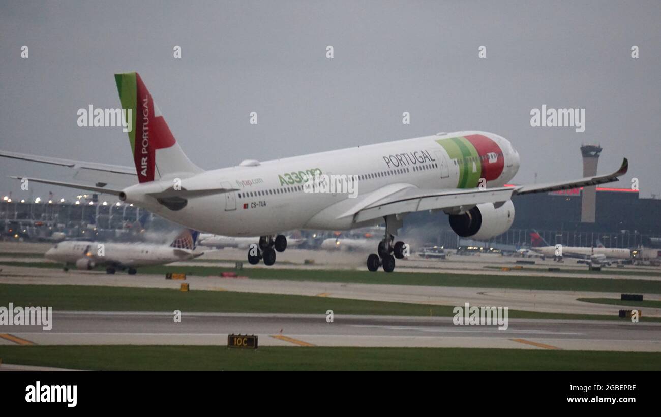 CHICAGO, UNITED STATES - Jul 16, 2021: A TAP Air Portugal Airbus A330 ...