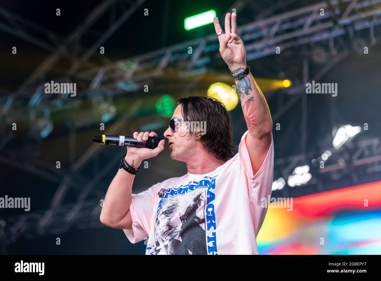 Ritchie Neville of the band Five, stylised as 5ive, performing at ...