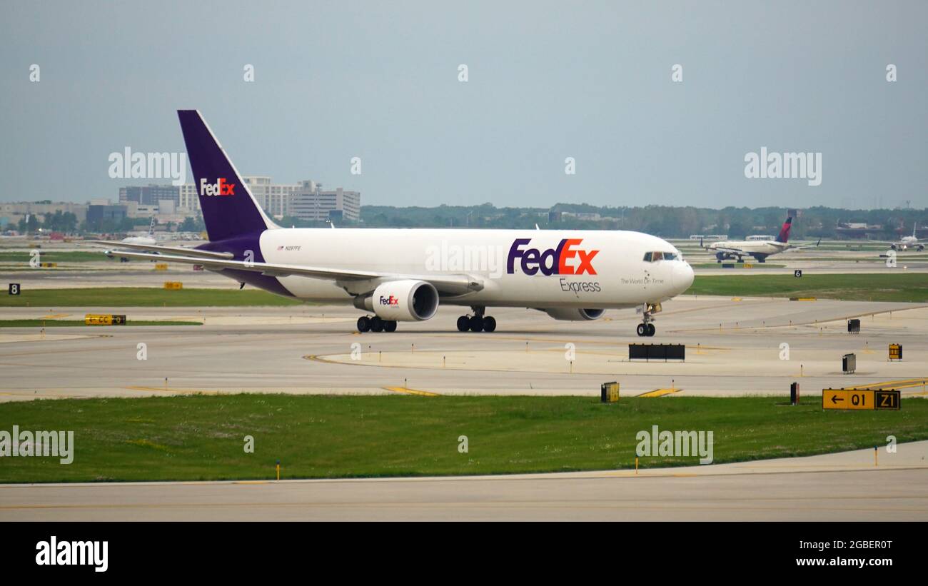CHICA, UNITED STATES - Jul 16, 2021: A FedEx Boeing 767 cargo plane ...