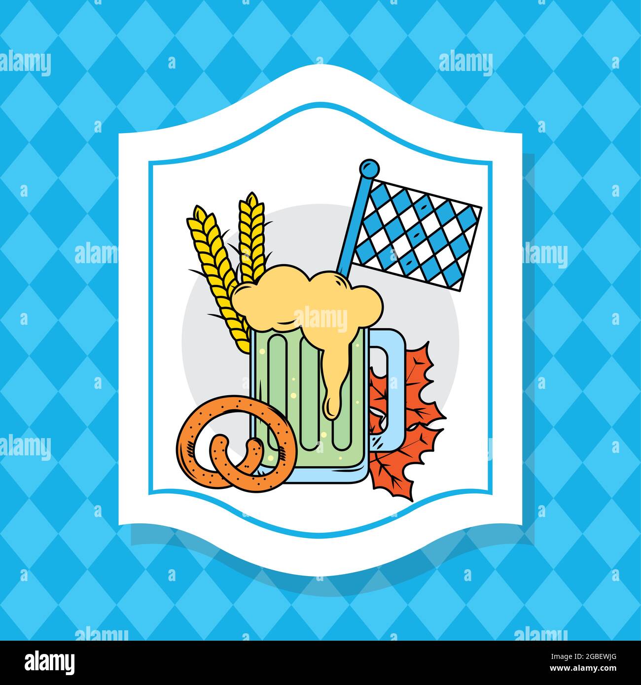 Oktoberfest illustration with beer mug and icons Stock Vector Image ...