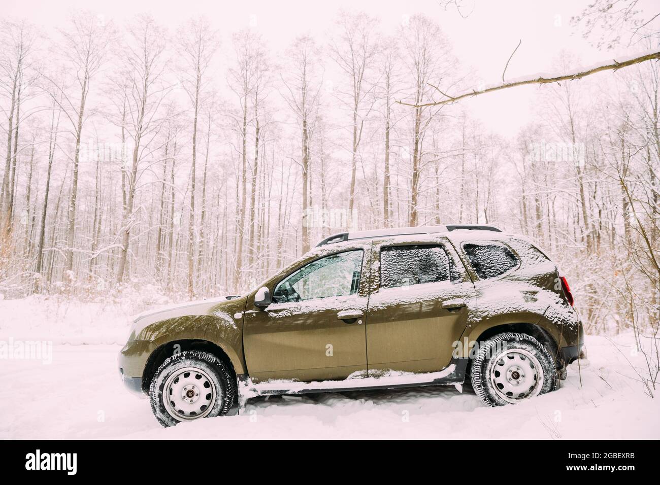 Renault Duster Suv Parked In Snowy Forest. Duster Produced Jointly By ...