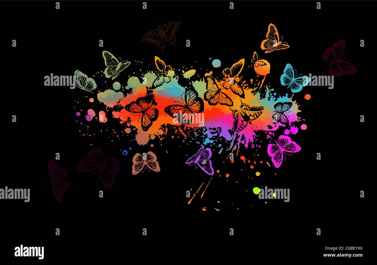 butterfly colored cmyk print splash Stock Vector Image & Art - Alamy