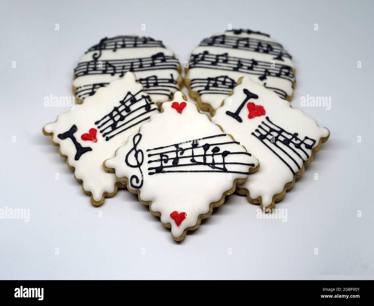 Handmade cookies with music notes isolated on white background Stock ...