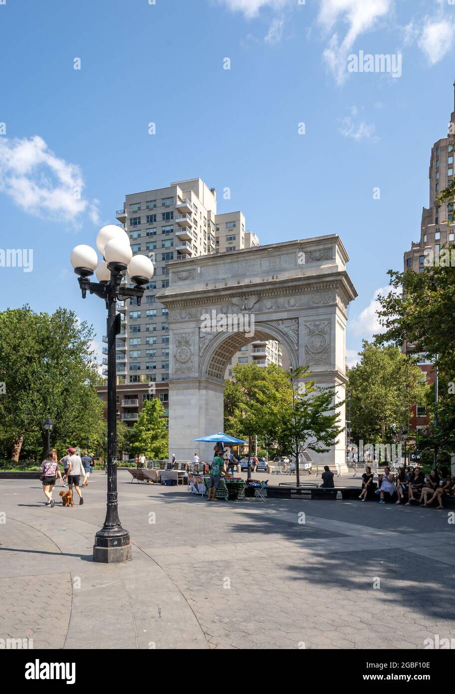 New York, NY - USA - July 30, 2011: view of Washington Square Arch ...