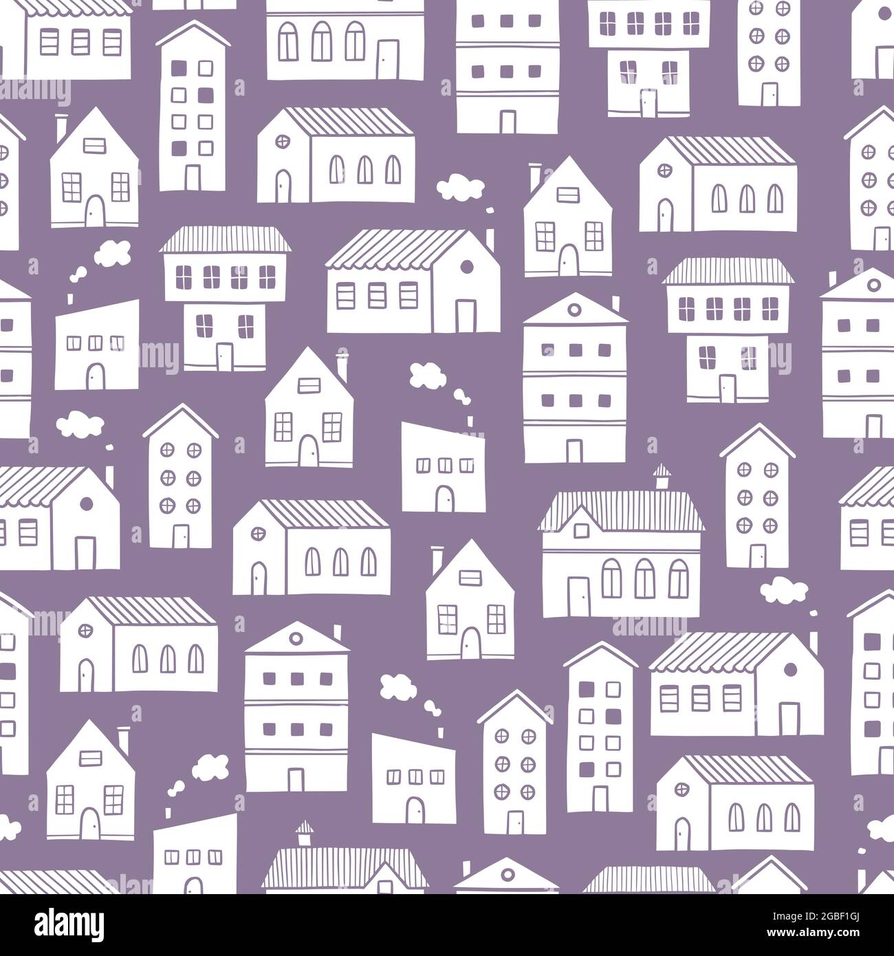 House pattern. Doodle sketch style seamless background. Hand drawn home ...