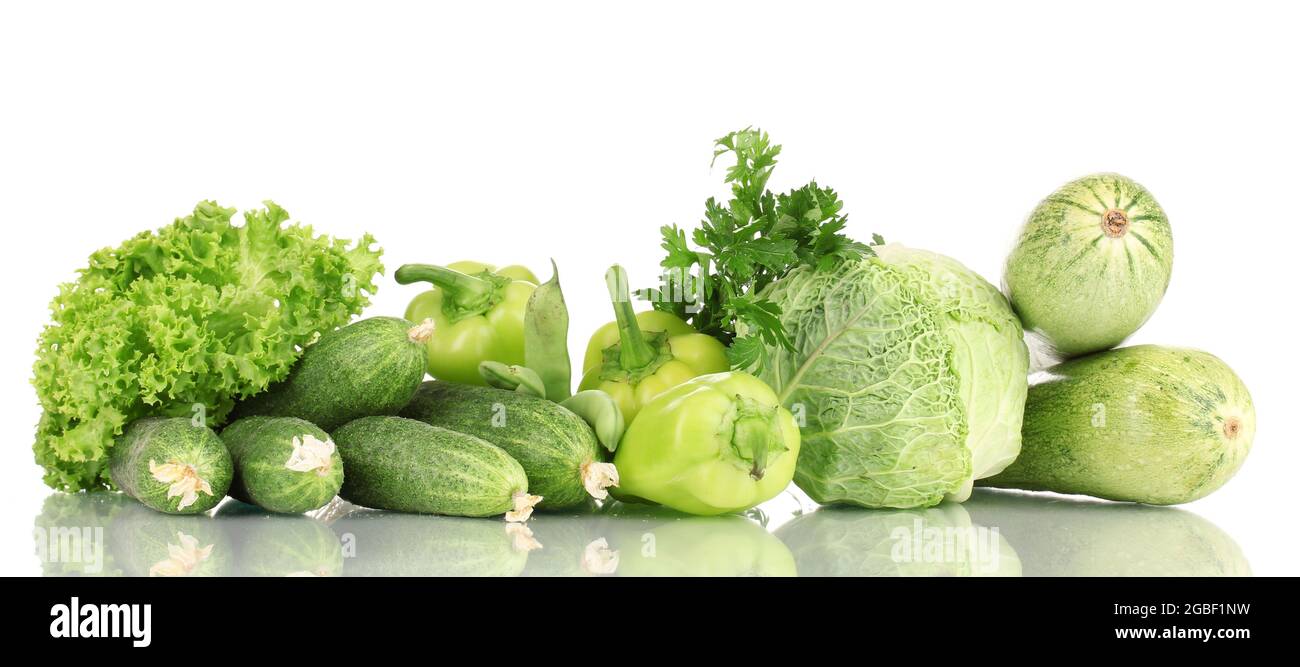 fresh green vegetables isolated on white Stock Photo - Alamy