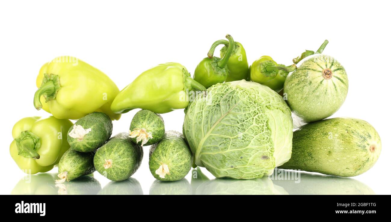 fresh green vegetables isolated on white Stock Photo - Alamy