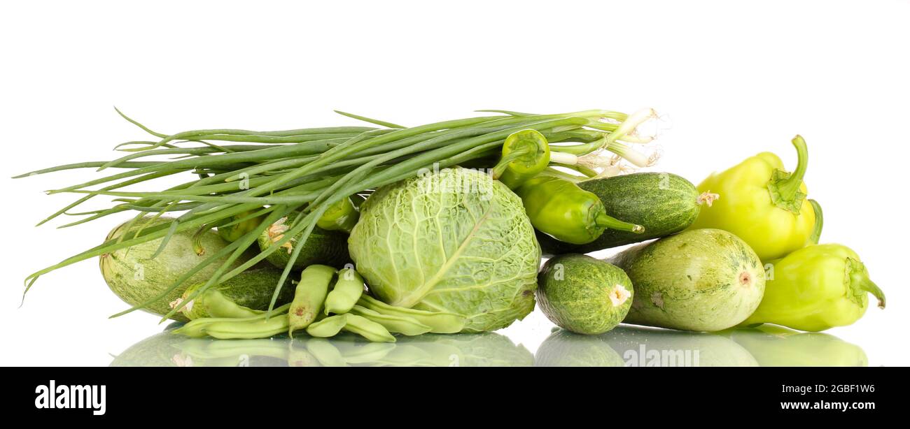 fresh green vegetables isolated on white Stock Photo - Alamy
