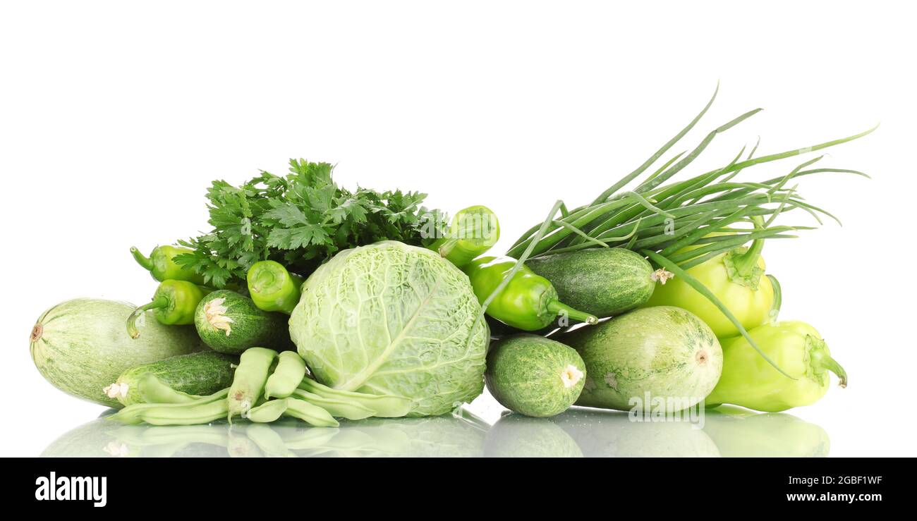 fresh green vegetables isolated on white Stock Photo - Alamy