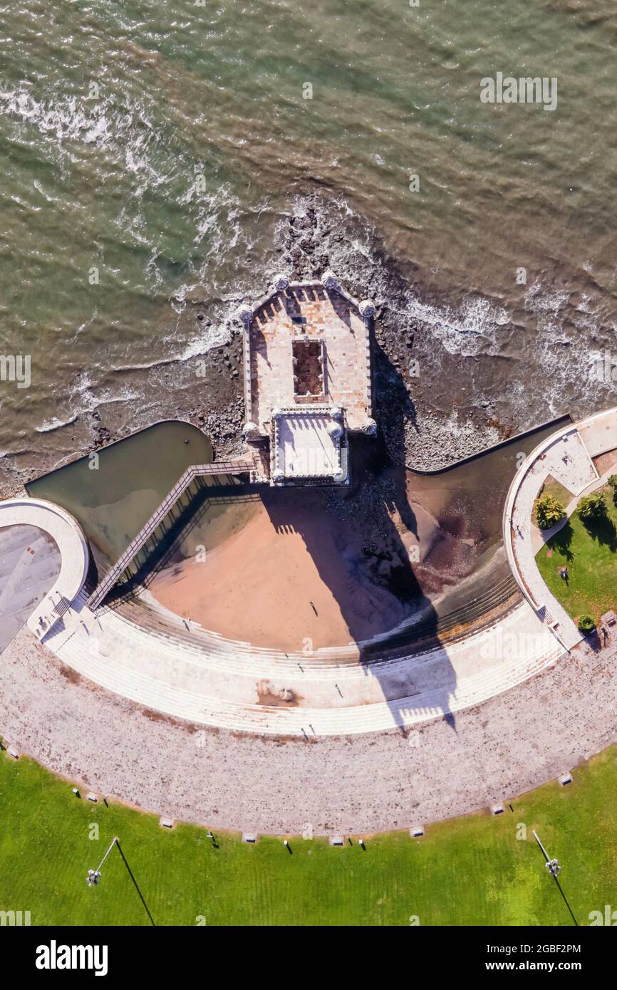 Aerial drone view belem tower hi-res stock photography and images - Alamy