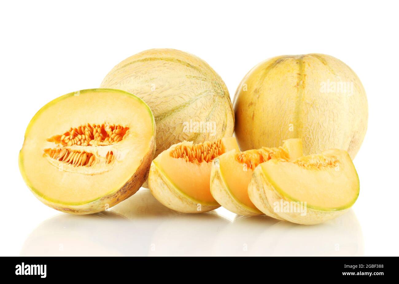 cut melon isolated on white Stock Photo - Alamy