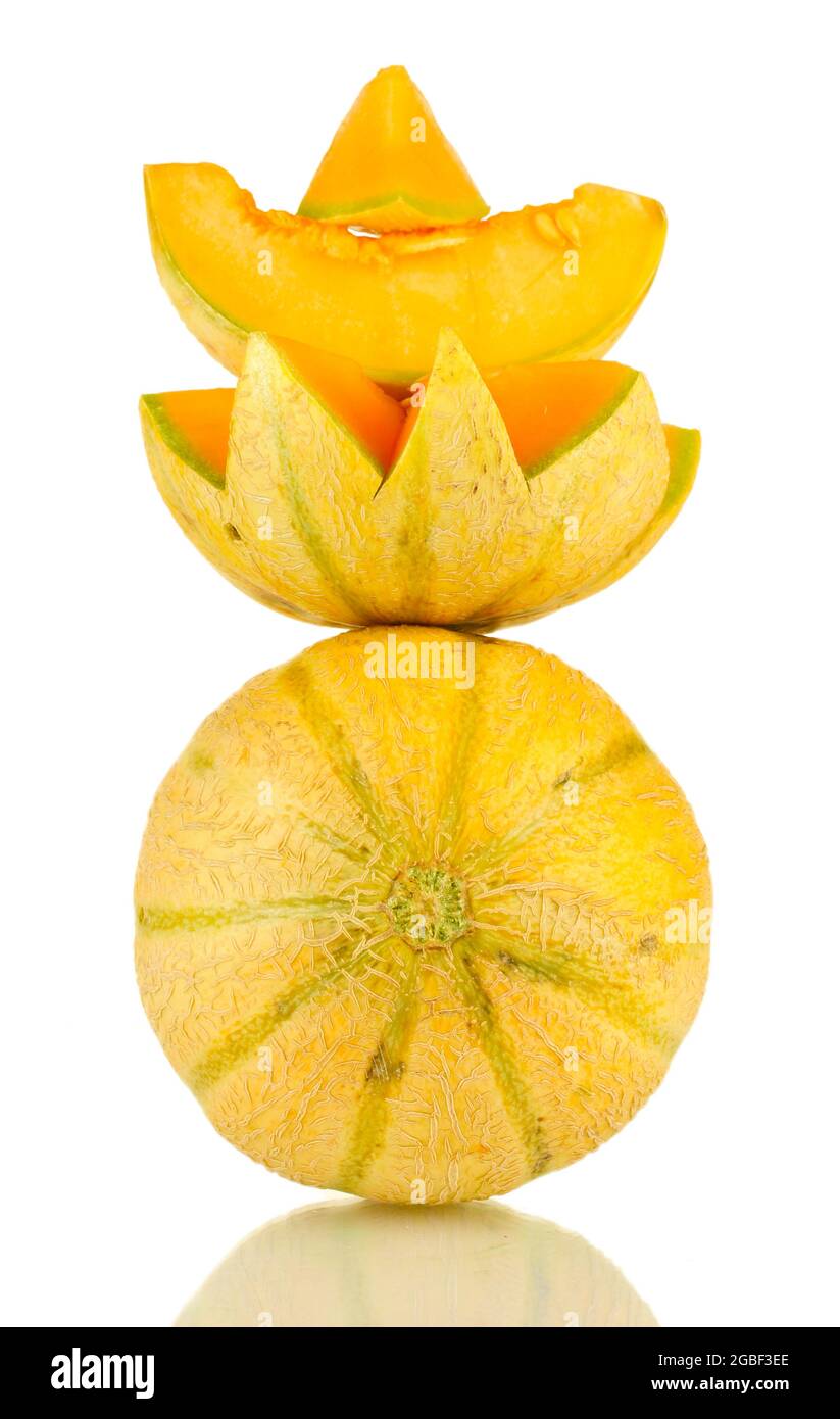 cut melon isolated on white Stock Photo - Alamy