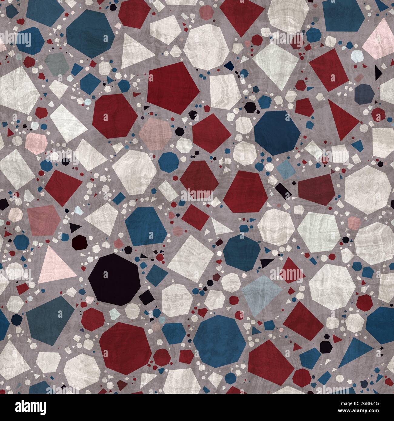 Seamless red white and blue pattern of packed polygons with overlay ...