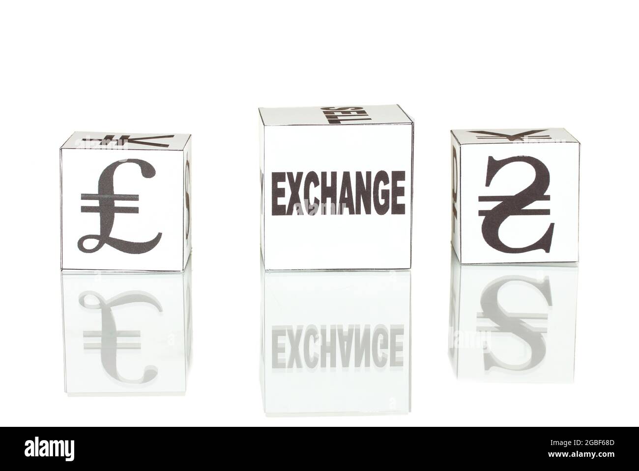 forex. currency in the white dices on white background Stock Photo - Alamy