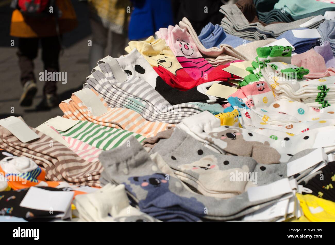 Socks market stall hi-res stock photography and images - Alamy