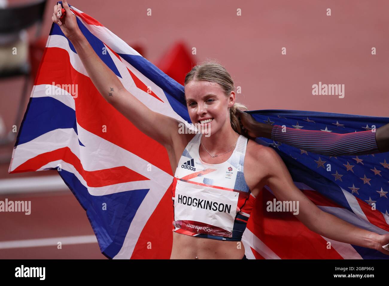 Tokyo, Japan. 3rd Aug, 2021. Keely HODGKINSON (GBR) celebrates ...