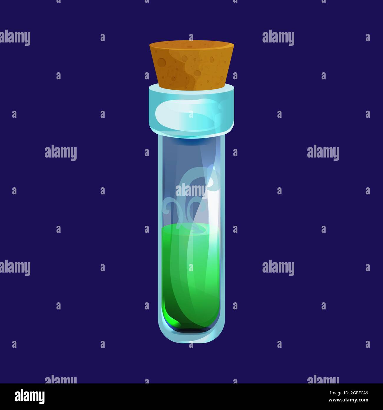 Magic Bottle with liquid potion elixir lab game icon in cartoon style ...