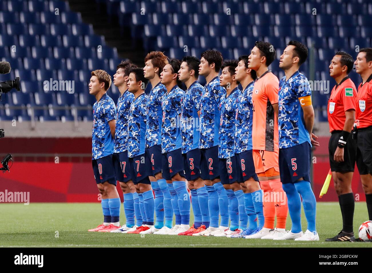 Saitama, Japan. 3rd Aug, 2021. Japan team grouo line-up (JPN) Football ...