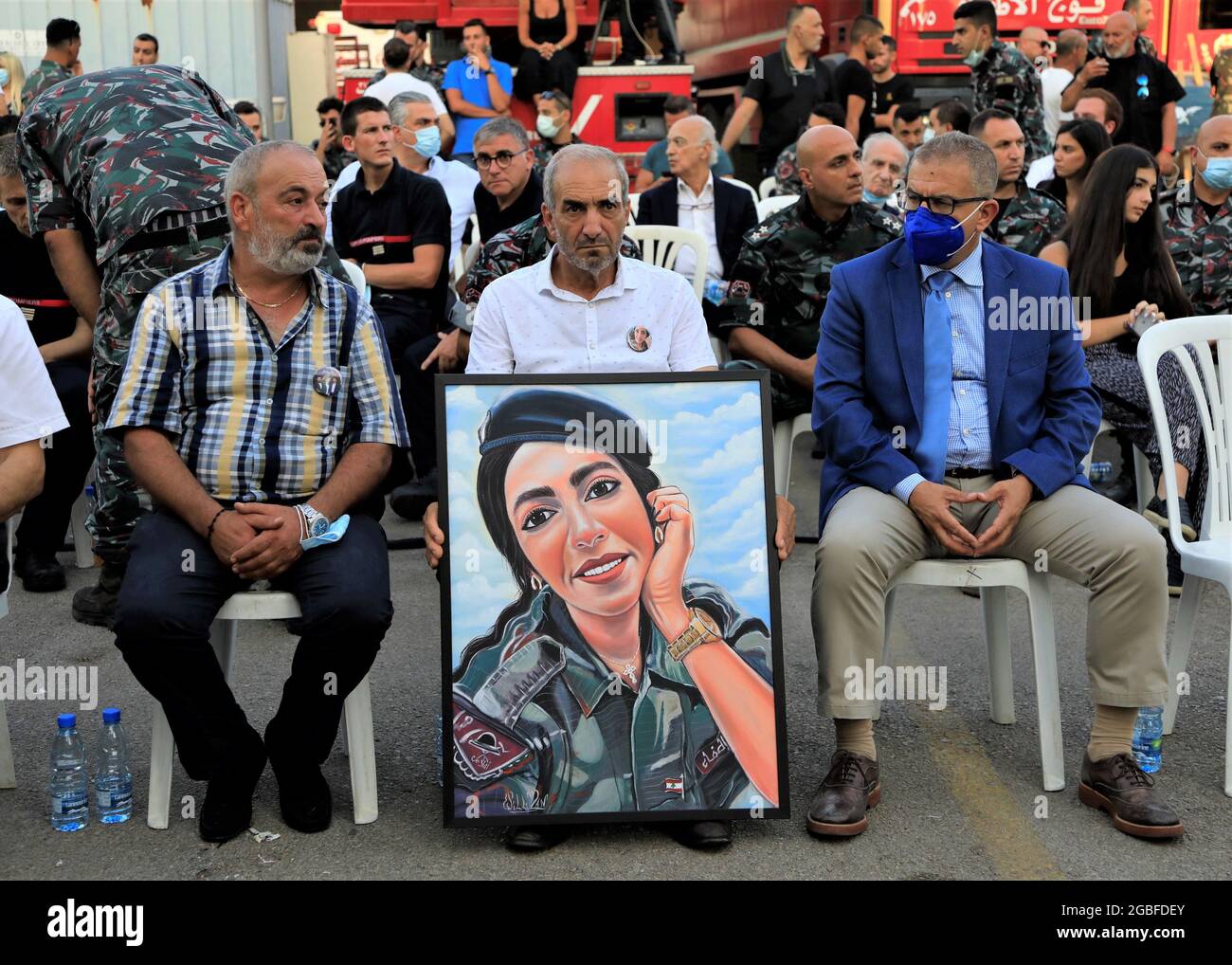 Beirut, Lebanon. 3rd Aug, 2021. The portrait of female firefighter ...