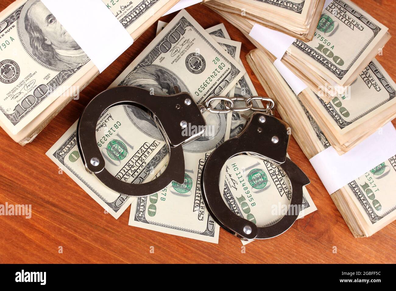 idea of punishment for financial fraud, on wooden background Stock ...