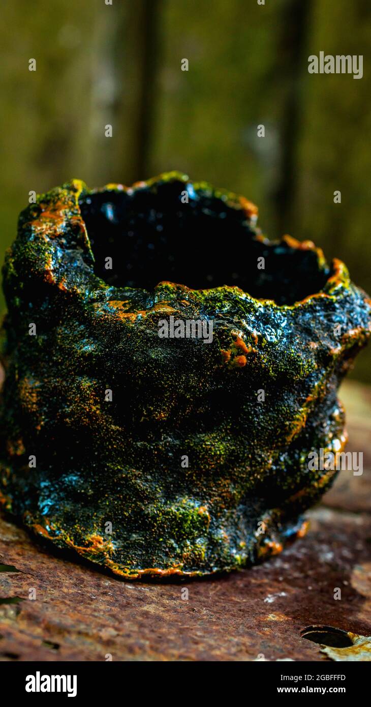 Beautiful artisan pot made from paper waste and concrete Stock Photo ...