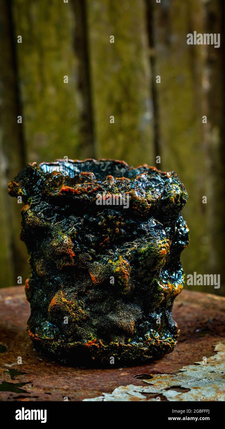 Beautiful artisan pot made from paper waste and concrete Stock Photo ...