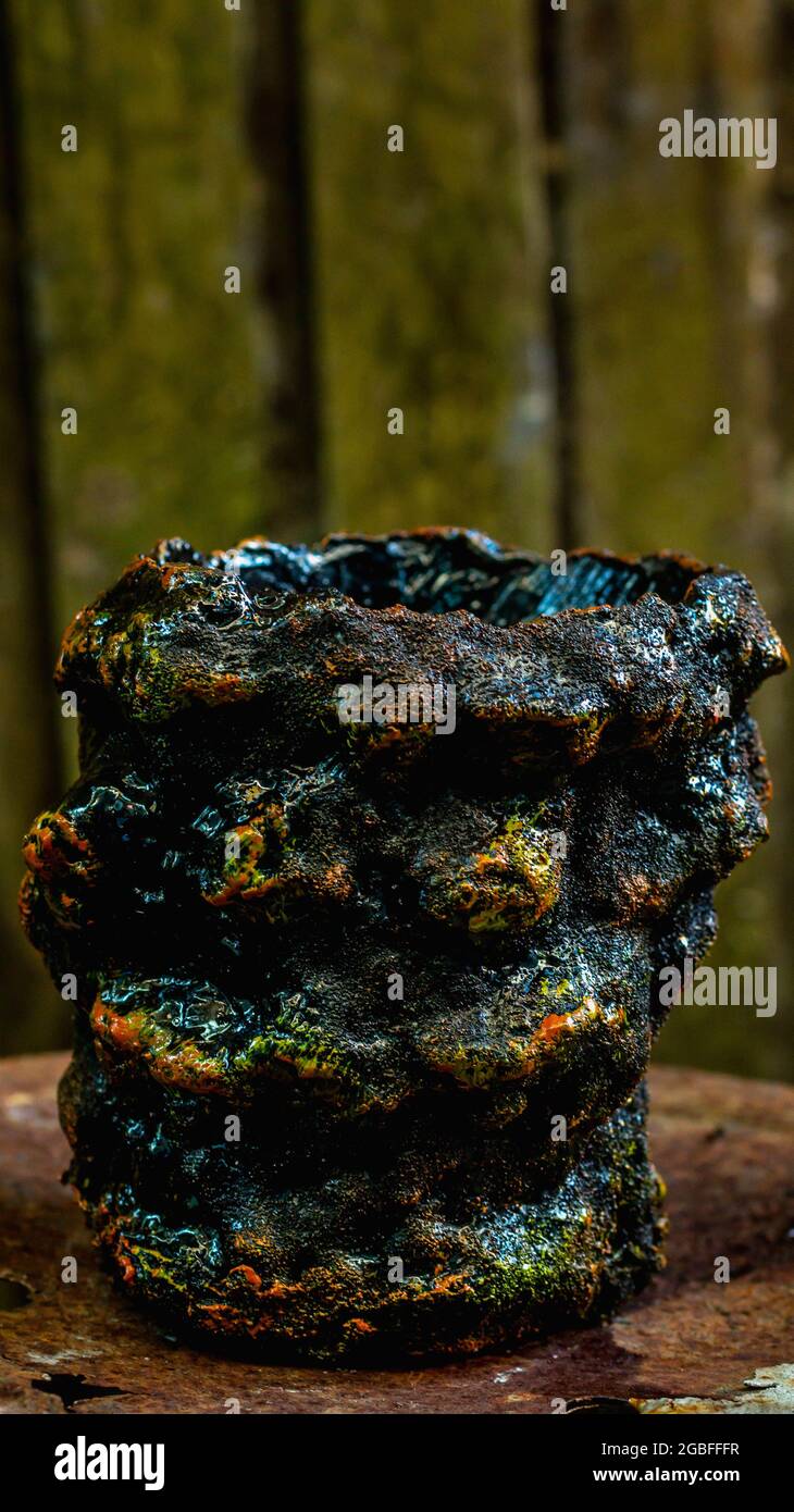 Beautiful artisan pot made from paper waste and concrete Stock Photo ...
