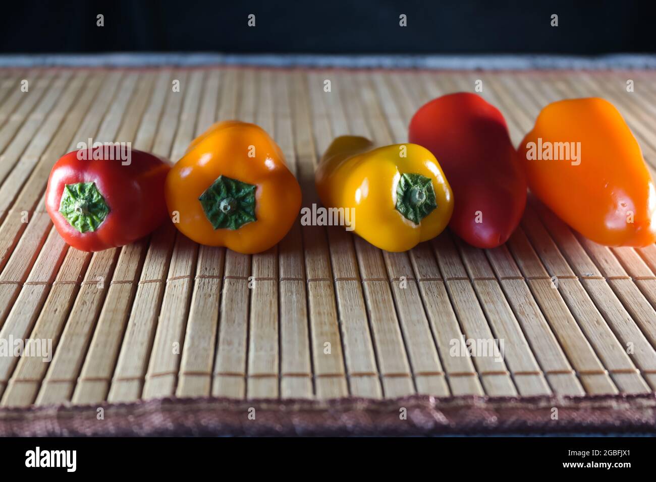 Closeup shot of fresh sweet bell peppers in a group Stock Photo - Alamy