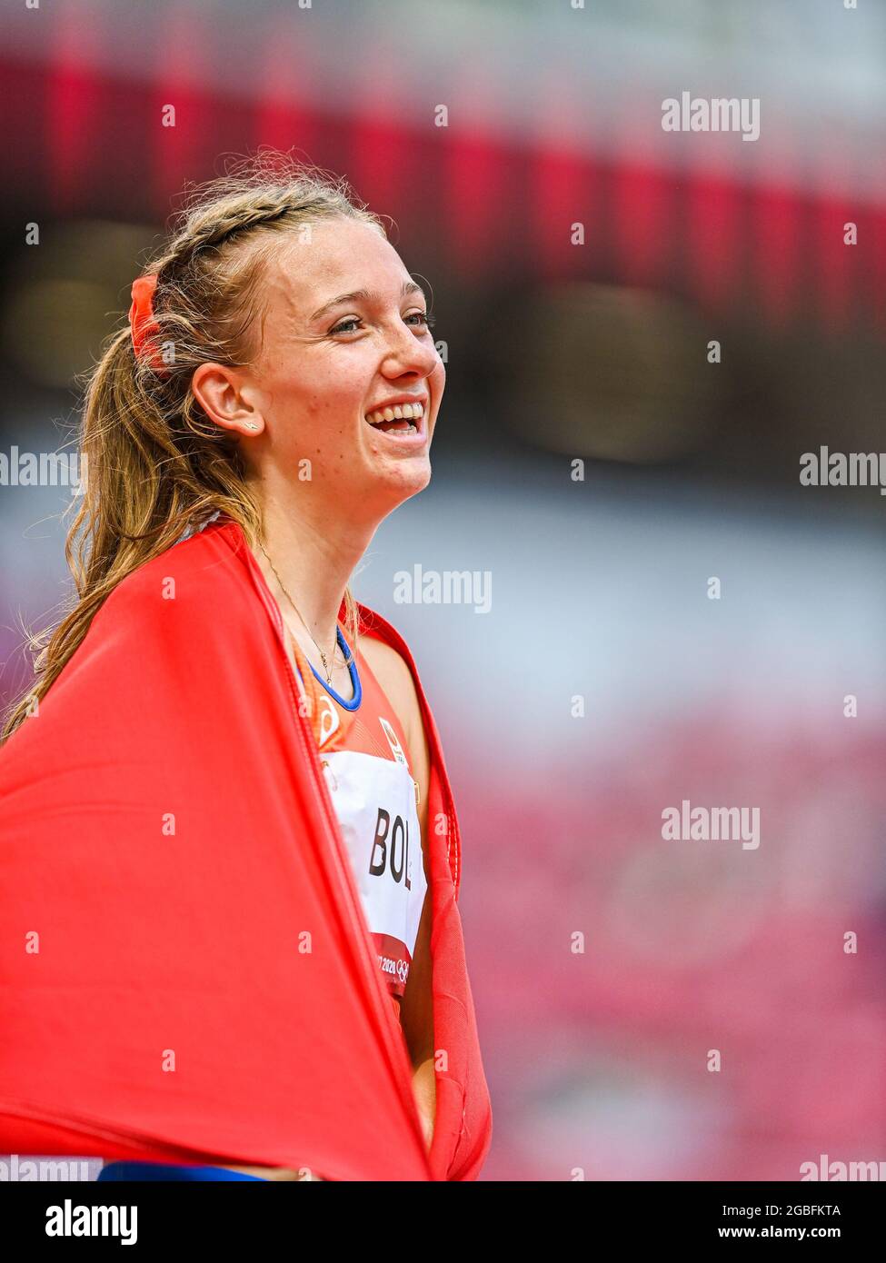 TOKYO, JAPAN - AUGUST 4: Femke Bol of the Netherlands poses with the ...