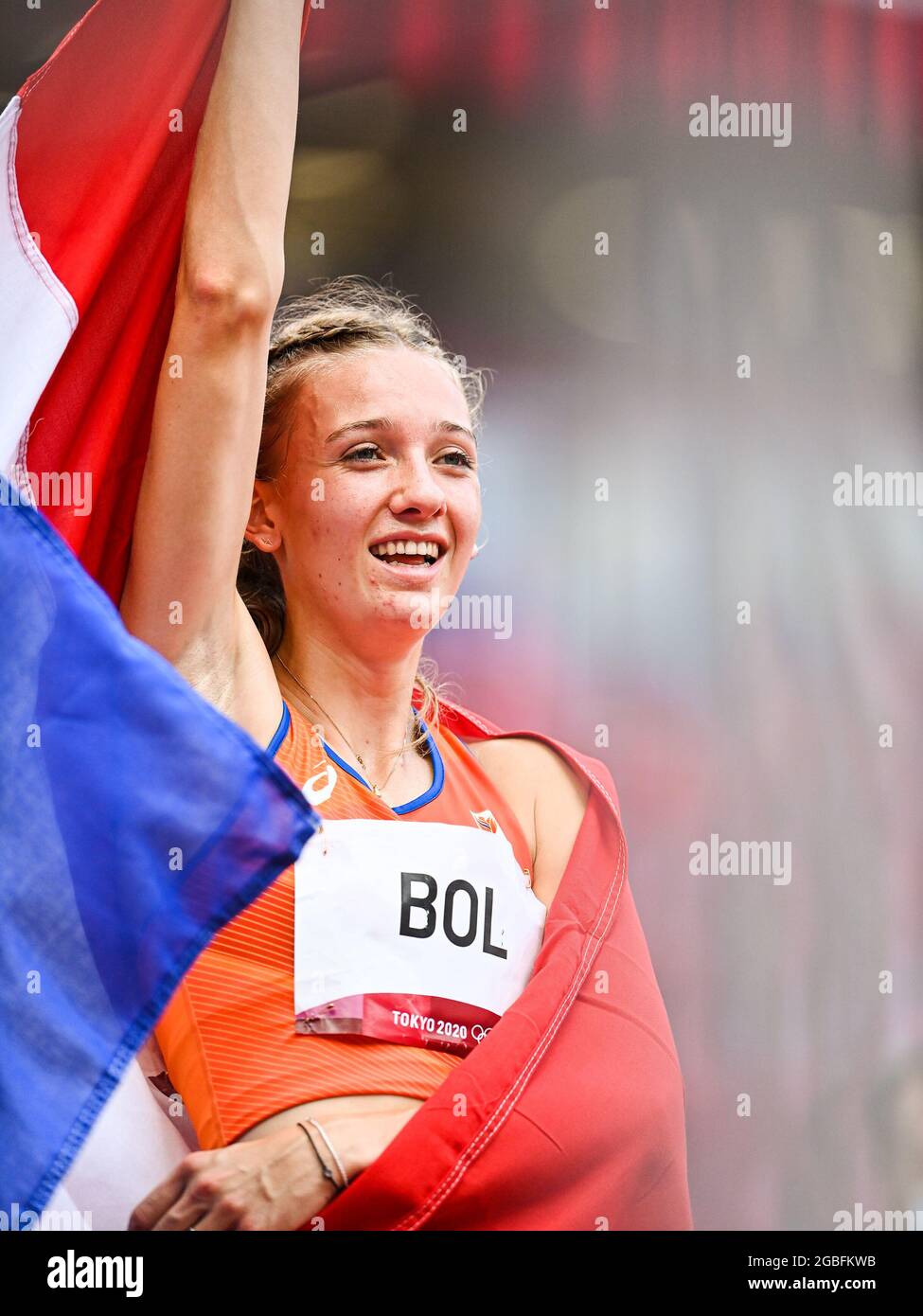TOKYO, JAPAN - AUGUST 4: Femke Bol of the Netherlands poses with the ...
