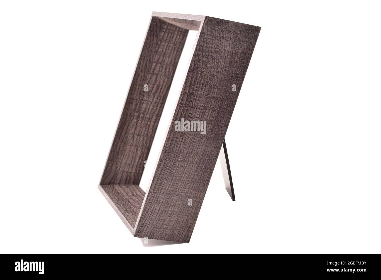 Tilted Wooden Picture Frame Isolated On White Background With Clipping ...