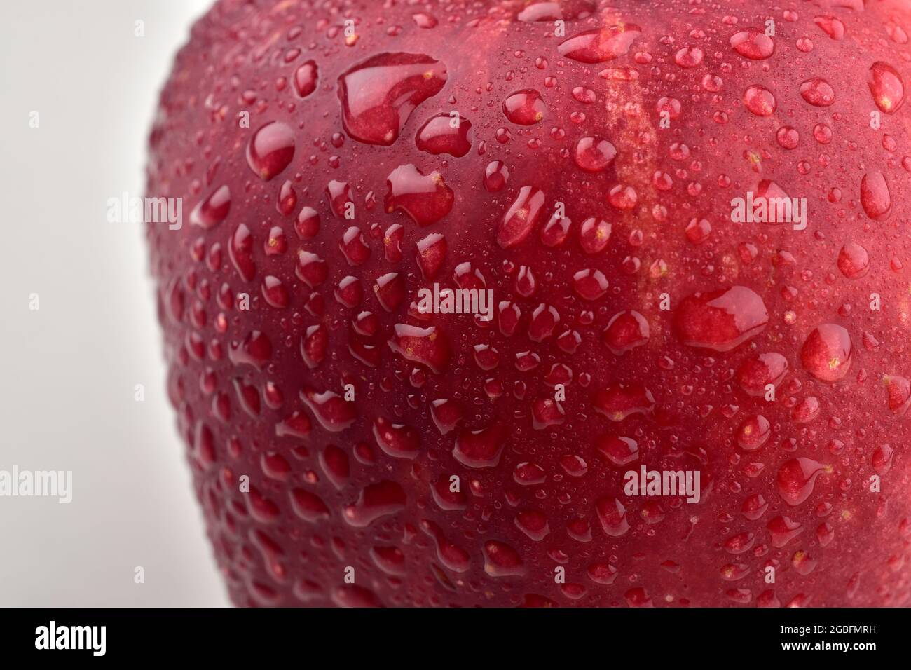 Closeup Of Apple Surface With Drop Waters On White Background Stock ...