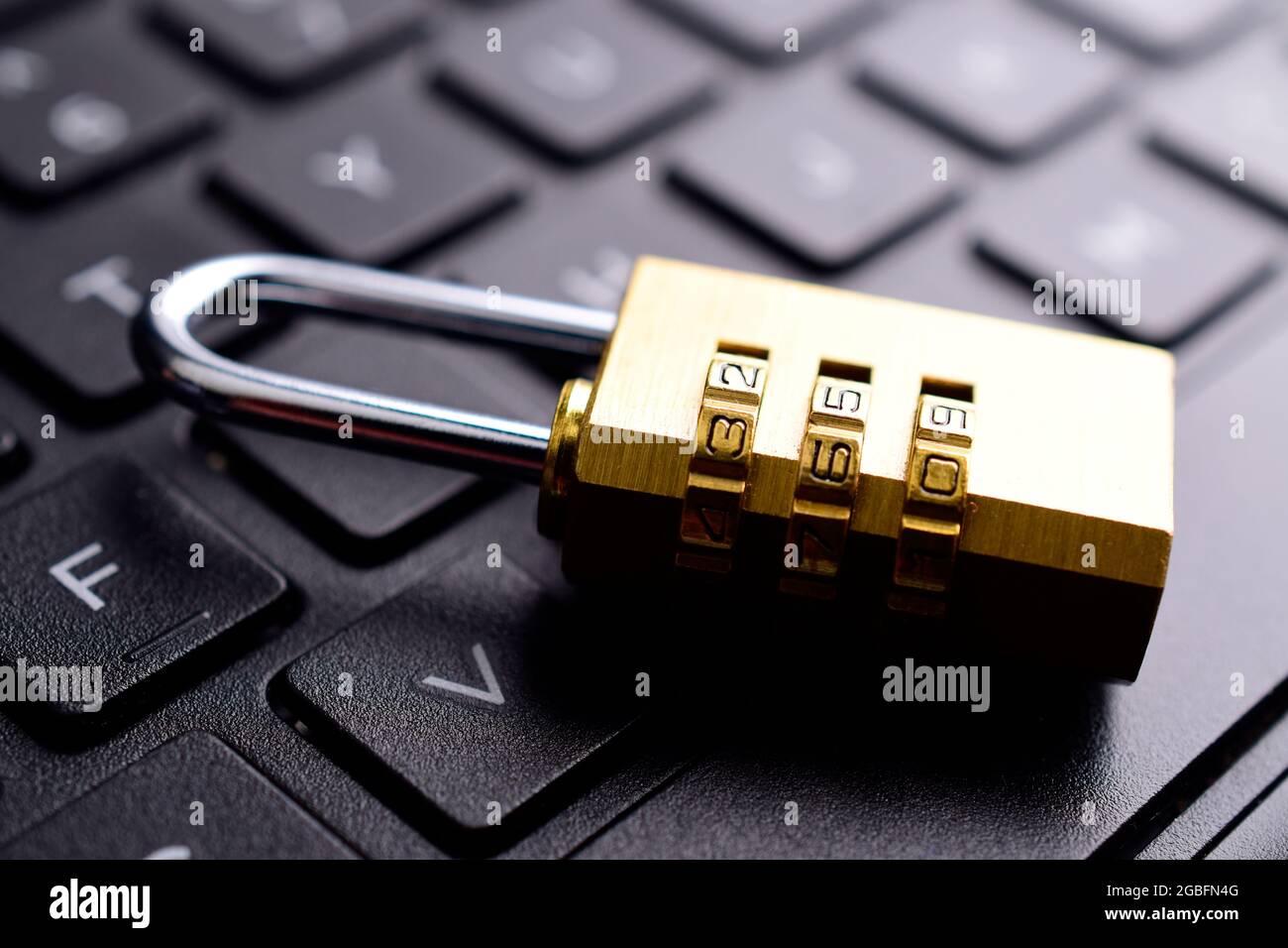 lock on keyboard, macro, cyber security concept Stock Photo - Alamy