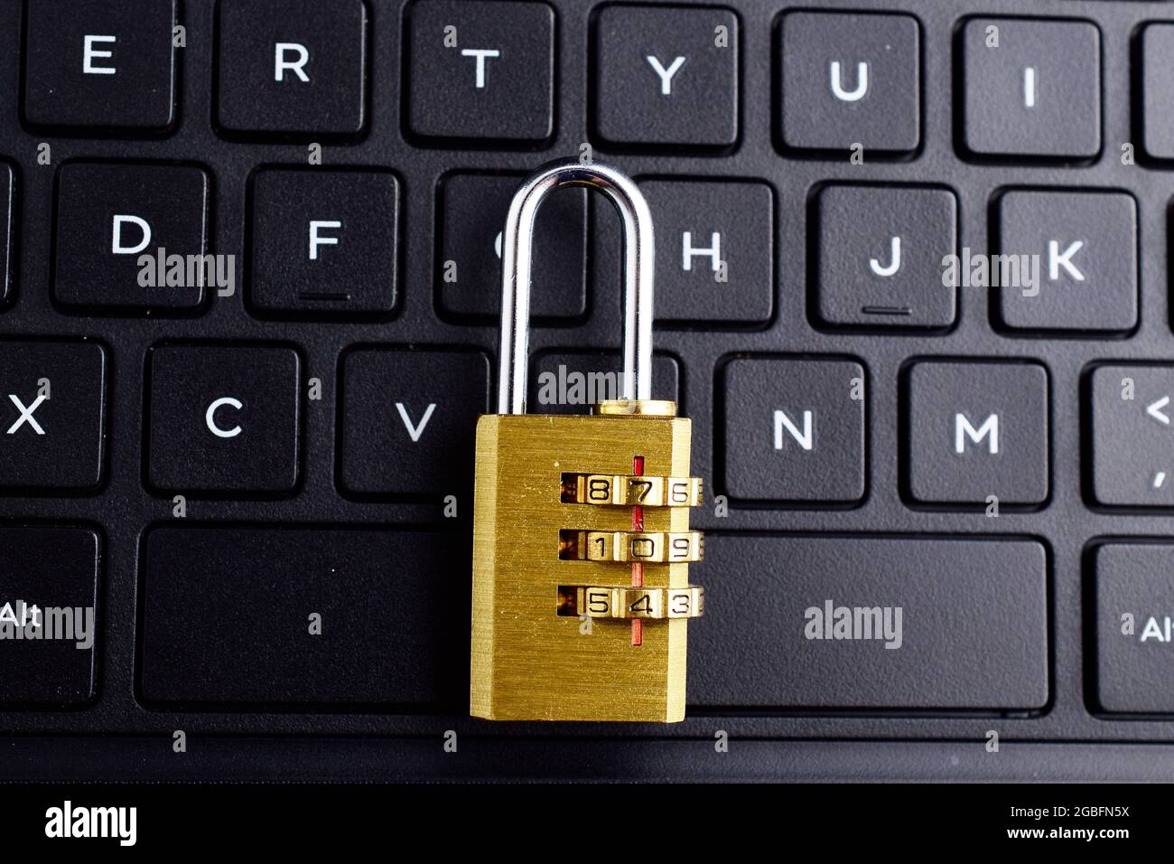 lock on keyboard, macro, cyber security concept Stock Photo - Alamy