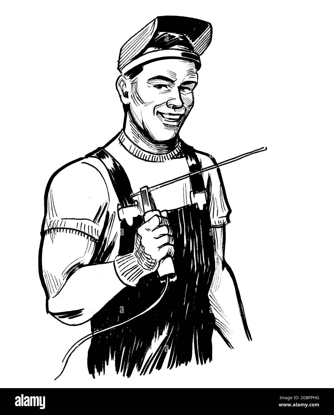 Black background steelworker Black and White Stock Photos & Images - Alamy