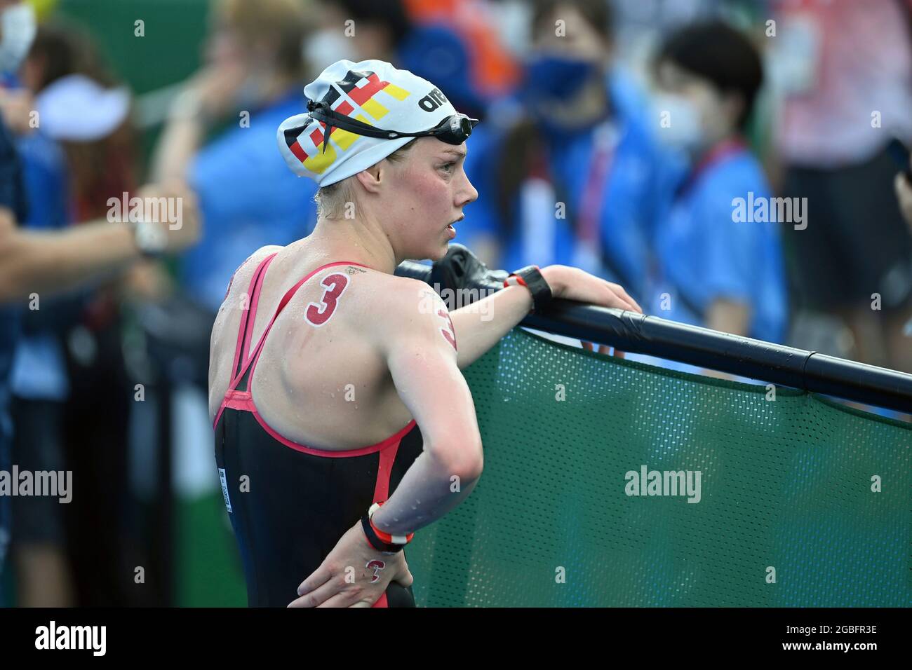 Finnia WUNRAM (GER) at the finish line, Women's 10 km marathon swim ...