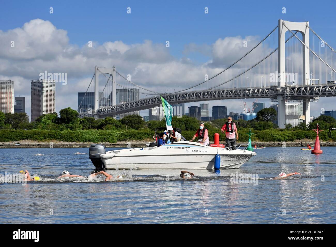 general, border motif, feature, swimmers in front of the Rainbow Bridge ...