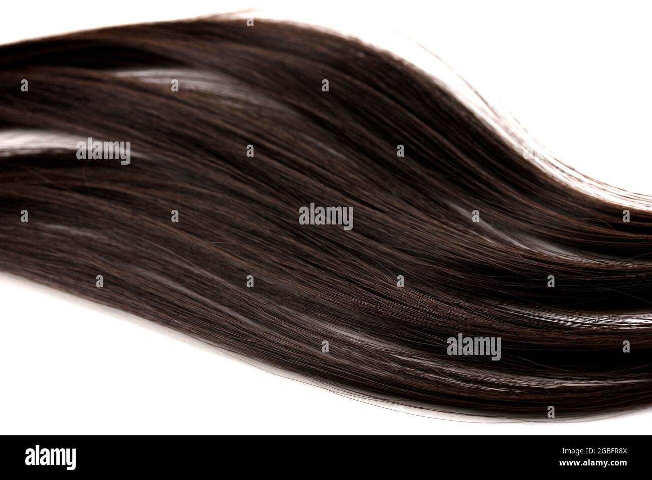 Smooth brown hair close-up isolated on white Stock Photo - Alamy